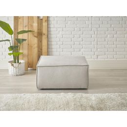 Hocker OTTO HOME "FINNLEY, Polsterhocker in Boucl&eacute;, Struktur fein u. Mega Cord verf&uuml;gbar", silber (silbergrau), B:80cm H:42cm T:80cm, Bezugstoff 100% PES ;Atmungsaktives Gewebe ;Easy Clean ;Gramatur 340g/qm +/- 5%, Hocker, Hocker, passend zum Loveseat der Serie Finnley