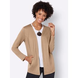 Shirtjacke Casual Looks "Shirtjacke", Damen, Gr. 44, braun (camel), 50% Baumwolle, 50% Modal, unifarben, V-Ausschnitt, Shirts Shirtjacke