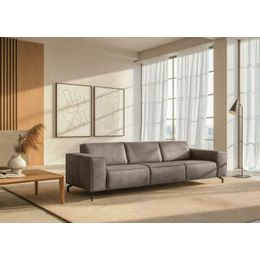 3-Sitzer Home Affaire "Lorcan 257 cm, weiches Sitzgef&uuml;hl", stone, B:257cm H:77cm T:93cm, 35% LEATHER, 65% PES, Sofas, 3-Sitzer, mit schwarzen Metallf&uuml;&szlig;en, Lederoptik und in weichem Strukturstoff