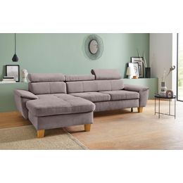 Ecksofa exxpo - SOFA FASHION "Enya, aufwendige Detailverarbeitung, hoher Sitzkomfort, bequem, L-Form", grau (taupe), B:280cm H:79cm T:167cm, Luxus-Microfaser Vintageoptik (100% Polyester);Webvelours (92% Polyester, 8% Nylon), Sofas, Ecksofa, inkl. Kopfteilverstellung, wahlweise mit Bettfunktion und Bettkasten