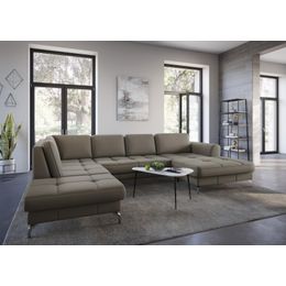 Sit & More Wohnlandschaft SIT & MORE "Bendigo U-Form", braun (schlamm), B:332cm H:84cm T:226cm, Sofas, Wohnlandschaft, inklusive Sitztiefenverstellung, Bodenfreiheit 12 cm, in 2 Fu&szlig;farben
