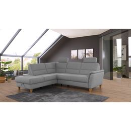 Ecksofa Home Affaire "Palmera L-Form, B: 236 cm", silber, B:236cm H:89cm T:212cm, 100% Polyester;Struktur (100% Polyester);Luxus-Microfaser in Lederoptik (100% Polyester), Sofas, Ecksofa, optional Bettfunktion & Bettkasten, Federkern