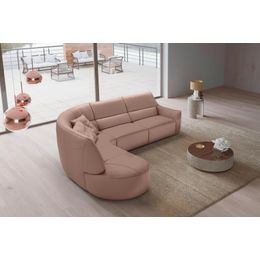 Ecksofa Egoitaliano "Puffy, extravagant & edel, Retro Designsofa, hoher Sitzkomfort, L-Form", rosa (millenium rose), B:330cm H:88cm T:205cm, Leder &raquo;BULL&laquo; (echtes Rindsleder). Geschliffenes, pigmentiertes und behandeltes Rindsleder mit einer Dicke von 1, 3-1, 5 mm. Dieses Leder zeigt eine ziemlich weiche Hand mit einem halb undurchsichtigen Aussehen. Es handelt sich um ein gesch&uuml;tztes Leder. Eine l