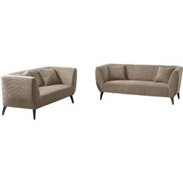 Polstergarnitur Home Affaire "Colori", grau (grau, braun, grau, braun), H:83cm T:88cm, 100% Polyester, Sitzm&ouml;bel-Sets, Polstergarnitur, auch als Loveseat erh&auml;ltlich