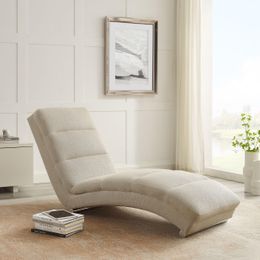 Relaxliege Salesfever "Komfortable Relaxliege", beige (beige, chrom), B:60cm H:82cm T:170cm, Strukturstoff (100% Polyester), Metall, Sofas, Relaxliege, mit Quersteppung, Bezugstoff Oeko-Tex zertifiziert und PFC-frei