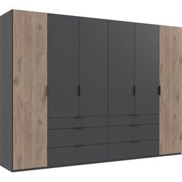 Dreht&uuml;renschrank wimex "Burgos by fresh to go", grau (front und korpus graphit, absetzung viking oak nachbildung), B:300cm H:216cm T:58cm, Holzwerkstoff, Schr&auml;nke, Dreht&uuml;renschrank, mit extra gro&szlig;en Schubladen