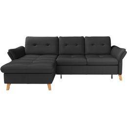 Sit & More Ecksofa SIT & MORE "G&ouml;teborg", schwarz, B:268cm H:90cm T:176cm, Sofas, Ecksofa, Sitztiefenverstellung und Federkern, wahlweise mit Bettfunktion