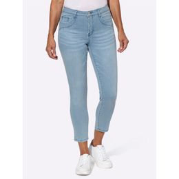 7/8-Jeans Casual Looks, Damen, Gr. 23, Kurzgr&ouml;&szlig;en, blau (blau, bleached), 81% Baumwolle, 17% Polyester, 2% Elasthan, unifarben, 7/8-L&auml;nge, Jeans 7/8-Jeans