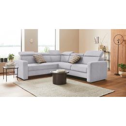 Sit & More Ecksofa SIT & MORE "Bologna L-Form", silber, B:247cm H:84cm T:227cm, Sofas, Ecksofa, Kopfteilverstellung, wahlweise mit Bettfunktion und Schubkasten