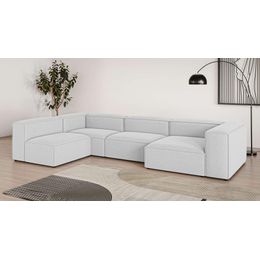 Wohnlandschaft OTTO HOME "HAILY U-Form mit Ottomane links/rechts, Ma&szlig;e B/T/H: 360/200/72 cm", grau (hellgrau), B:360cm H:72cm T:200cm, 100% Polyester, Sofas, Wohnlandschaft, als Modul oder separat verwendbar, f&uuml;r individuelle Zusammenstellung