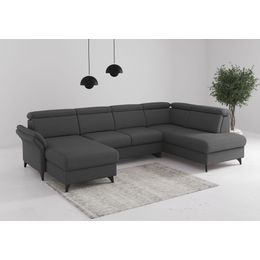 Sit & More Wohnlandschaft SIT & MORE "Glendale, U-Form", dunkelgrau, B:321cm H:84cm T:193cm, 95% Polyester, 5% Polyamid, Sofas, Wohnlandschaft, inkl. Kopfteilverstellung,wahlweise mit Vorziehsitz und Bettkasten