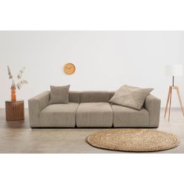 Big-Sofa Home Affaire "Gerrid", braun (schlamm), B:301cm H:69cm T:108cm, 100% Polyester, Sofas, Big-Sofa, Cord-Bezug, bestehend aus Modulen: 2 Eck- und ein Mittelelement