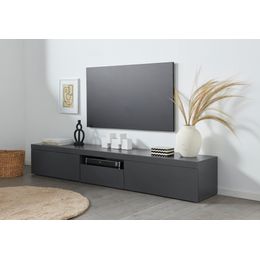 Lowboard Home Affaire "Essential", schwarz (anthrazit matt), B:220cm H:35cm T:40cm, FSC-zertifizierter Holzwerkstoff, Sideboards, Lowboard, 220 cm