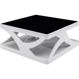 Couchtisch Salesfever "Lacona Coffeetable mit stilvollem Aussehen", schwarz-wei&szlig; (wei&szlig;, schwarz, wei&szlig;, schwarz), B:90cm H:38cm T:90cm, Tische, Couchtisch, 10 mm Schwarzglasplatte, rechteckig oder quadratisch