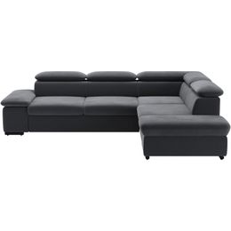 Sit & More Ecksofa SIT & MORE "Alcudia L-Form", grau (dunkelgrau), B:272cm H:73cm T:226cm, 98% Polyester, 2% Polyamid, Sofas, Ecksofa, mit Armteilverstellung, optional Kopfteilverstellung und Bettfunktion