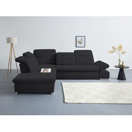 Ecksofa COTTA "Holiday L-Form mit Sitztiefen-, Armteil- und Kopfteilverstellung", schwarz, B:310cm H:86cm T:265cm, 100% Polyester, Sofas, Ecksofa, wahlweise mit Bettfunktion & Bettkasten