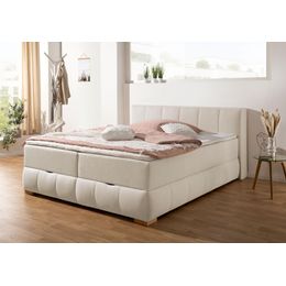 Boxbett Home Affaire "Chelles", beige (beige, natur), B:167cm L:225cm, Komplettbetten, Boxbett, inkl. Topper und Bettkasten