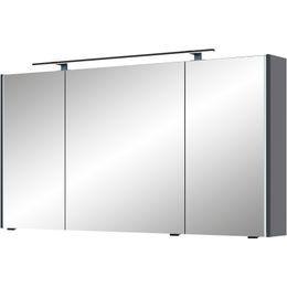 Spiegelschrank SAPHIR "Serie 7045 Badezimmer-Spiegelschrank inkl. LED-Beleuchtung, 3 T&uuml;ren", grau (stahlgrau), B:133,2cm H:70,3cm T:17cm, Holzwerkstoff, Schr&auml;nke, Spiegelschrank, Badschrank 133,2 cm breit, inkl. LEDplus Schalter und T&uuml;rd&auml;mpfer