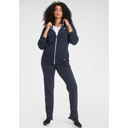 Jogginganzug Kangaroos, Damen, Gr. 40, blau (marine), Interlock, Obermaterial: 60% Baumwolle, 40% Polyester, figurumspielend, Sportanz&uuml;ge Jogginganzug, Gro&szlig;e Gr&ouml;&szlig;en, Topseller