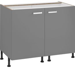 Unterschrank Optifit "Parma", grau (basaltgrau), B:100cm H:87cm T:58,4cm, Holzwerkstoff, Schr&auml;nke, Unterschrank, Breite 100 cm