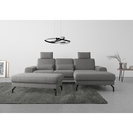 Sit & More Ecksofa SIT & MORE "Cinturo L-Form", grau, B:283cm H:91cm T:175cm, Sofas, Ecksofa, inklusive Sitztiefenverstellung und Federkern, Sitzh&ouml;he 48 cm