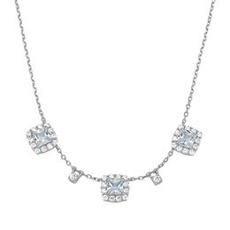 Collier "Collier Ziersteine, Zirkonia wei&szlig;, Silber 925", blau (hellblau), Giorgio Martello MILANO, Halsketten, Damen, Silber 925 (Sterlingsilber), Collier