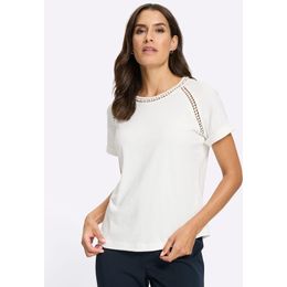 Rundhalsshirt Inspirationen "Rundhals-Shirt", Damen, Gr. 36, ecru, 100% Baumwolle, unifarben, Rundhals, Shirts Rundhalsshirt
