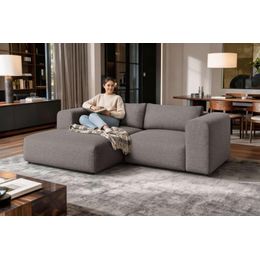 Ecksofa OTTO HOME "TIARRA Design-Sofa mit Ottomane recht/links bestellbar, Breite 241 cm", taupe, B:241cm H:76cm T:168cm, 100% Polyester, Sofas, Ecksofa, L-Form mit hochelastischer Schaum und Wellenunterfederung