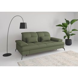 Sit & More 2,5-Sitzer SIT & MORE "Amica, inkl. Sitztiefenverstellung und Armteilverstellung", gr&uuml;n (olive), B:202cm H:90cm T:122cm, 95% Polyester, 5% Polyamid, Sofas, 2 5-Sitzer, wahlweise mit Kopfteilverstellung und Bettfunktion