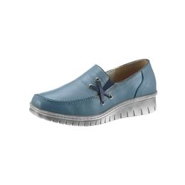 Slipper Loretta, Damen, Gr. 41, blau (jeansblau), Leder, Schuhe Slipper