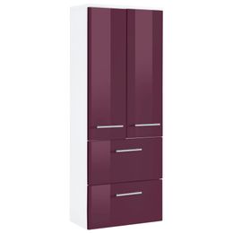 Midischrank Welltime "Venedig", lila (aubergine, wei&szlig;), B:50cm H:130cm T:27cm, Schr&auml;nke, Midischrank