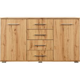 Kombikommode Priess "Lindau", beige (astkernbuchefarben), B:123cm H:71cm T:38cm, Holzwerkstoff, Sideboards, Kombikommode