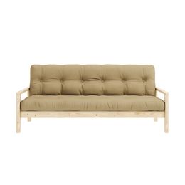 Schlafsofa Karup Design "KNOB", beige (wheat beige), B:205cm H:79cm T:95cm, Matratzenmaterialzusammensetzung: Futonmatratze mit Knopfheftung, H&ouml;he 14 cm, aus recyceleten Mischfasern mit einem Kern aus 4 cm Schaumstoff. Matratzenf&uuml;llung: Baumwoll-Mix-F&uuml;llung 90-95% Baumwolle und 5-10% Polyester. Bezug: 80% Baumwolle, 20% Polyester, Sofas, Schlafsofa, mit Futonmatratze, verschiedene Farben, FSC-zert