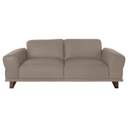 2,5-Sitzer W.Schillig "montanaa", braun (stone z59), B:212cm H:78cm T:94cm, Sofas, 2 5-Sitzer, mit Metallkufen in Bronze pulverbeschichtet, Breite 212 cm