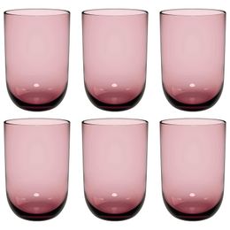 Longdrinkglas "Longdrinkbecher Like Glass 385 ml 6er Set", pink (grape), 6 tlg., Glas, LIKE. BY VILLEROY & BOCH, Trinkgef&auml;&szlig;e, Longdrinkglas