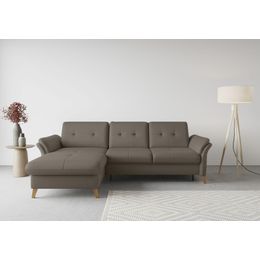 Sit & More Ecksofa SIT & MORE "G&ouml;teborg", braun (savannah), B:268cm H:90cm T:176cm, Sofas, Ecksofa, Sitztiefenverstellung und Federkern, wahlweise mit Bettfunktion