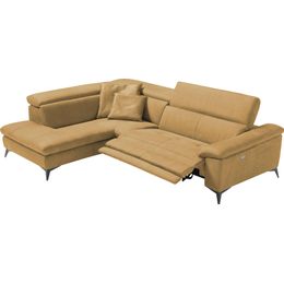 Ecksofa Egoitaliano "Martine, Multifunktionssofa mit Komfortfunktionen, edel und bequem", braun (cognac), B:272cm H:96cm T:203cm, Luxus-Micofaser Lederoptik (100% Polyester) ist ein neues technisches Gewebe mit einem visuellen und taktilen Aspekt, der dem Nubuk sehr nahe kommt, mit innovativen Eigenschaften. Seine au&szlig;erordentliche Weichheit kommt von einem exklusiven Produktionsprozess, der Unrein