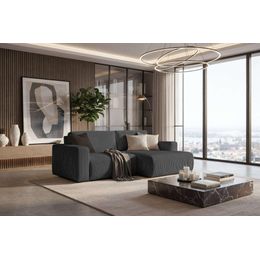 Schlafsofa Home Affaire "Noord Schlafecksofa, Breite 250 cm", dunkelgrau, B:250cm H:82cm T:143cm, 92% Polyester, 8% Nylon, Sofas, Schlafsofa, Cord, Struktur, Webstoff, mit Wellenunterfederung, Massivholzrahmen