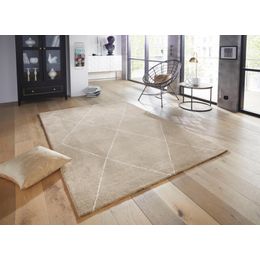 Teppich ELLE DECORATION "Massy" Gr. 4, beige, B:160cm H:14mm L:230cm, Kunstfaser, Teppiche, Teppich, Kurzflor, Teppich, Modern, Scandi, 3D Effekt, Wohnzimmer, Schlafzimmer