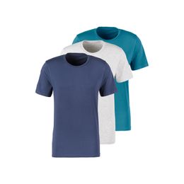 T-Shirt Bruno Banani, Herren, Gr. M, bunt (navy, grau, meliert, petrol), Jersey, Obermaterial: 95% Baumwolle, 5% Elasthan, unifarben, Basic, bequem h&uuml;ftbedeckend, Rundhals, abgesteppte Kante, Shirts T-Shirt, mit Rundhals-Ausschnitt, Topseller