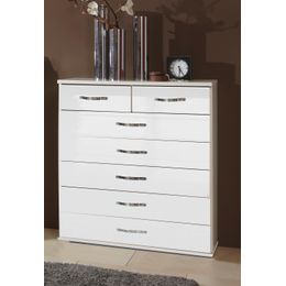 Schubkastenkommode wimex "Tromo", wei&szlig; (wei&szlig;, hochglanz wei&szlig;), B:90cm H:103cm T:40cm, Sideboards, Schubkastenkommode