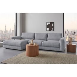 Ecksofa Home Affaire "Bloomfield, elegant, viel Platz, Mega Couch, Breite 303cm, L-Form", grau (antarctica), B:303cm H:84cm T:176cm, 100% Polyester, Sofas, Ecksofa, extra tiefe Sitzfl&auml;che, wahlweise mit Sitztiefenverstellung