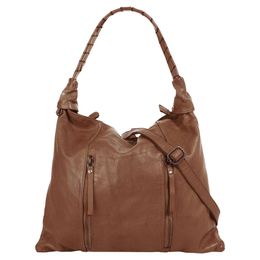 Shopper Samantha Look, Damen, Gr. B/H/T: 40cm x 35cm x 2cm onesize, braun (cognac), Leder, Taschen Shopper, echt Leder, Made in Italy