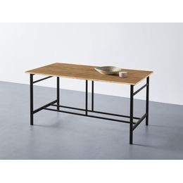 Esstisch Home Affaire "Sare", beige (natur, schwarz, natur), B:160cm H:77cm T:85cm, Tische, Esstisch, mit Echtholzfurnier aus Eiche