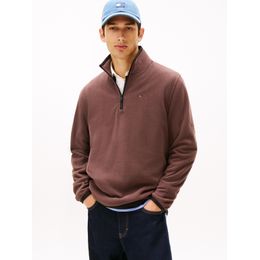 Fleecepullover Tommy Jeans "TJM FLAG POLAR FLEECE", Herren, Gr. M, schwarz walnut, Fleece, Obermaterial: 100% Polyester, regular fit, B&uuml;ndchen, Sweatshirts Fleecepullover, normale Passform, Troyer