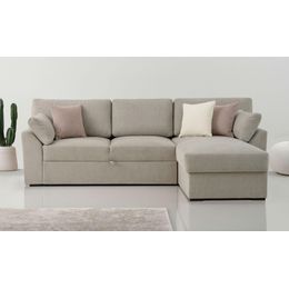 Ecksofa Home Affaire "Citry", braun (cappuccino), B:246cm H:88cm T:156cm, 100% polyester, Sofas, Ecksofa, Breite 246 cm, Chenille, Bettfunktion, Bettkasten, L-Form