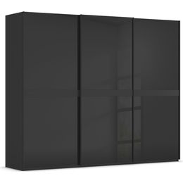 Schwebet&uuml;renschrank Rauch "Kleiderschrank Schrank Garderobe Schlafzimmerschrank SCALE-LINE", schwarz (schwarz, glas schwarz), B:271cm H:223cm T:68cm, Holzwerkstoff, Schr&auml;nke, Schwebet&uuml;renschrank, edle Optik mit Bauchbinde in Korpusfarbe mit Glasfront MADE IN GERMANY