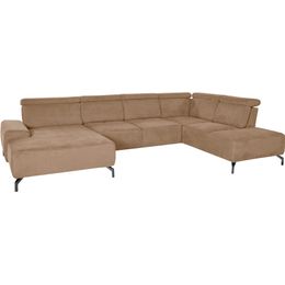 Sit & More Wohnlandschaft SIT & MORE "Gizeh U-Form", braun (machiato), B:340cm T:230cm, Sofas, Wohnlandschaft, 15 cm Fu&szlig;h&ouml;he, inklusive Sitztiefenverstellung und Kopfteilverstellung