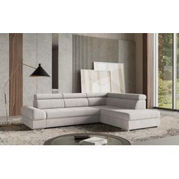 Sit & More Ecksofa SIT & MORE "Broadway L-Form", grau (hellgrau), B:270cm H:79cm T:213cm, 90% Polyester, 10% Polyamid, Sofas, Ecksofa, mit verstellbaren Kopfteilen, wahlweise mit Bettfunktion