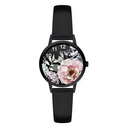 Quarzuhr Cool Time "The Cool Flower Power", schwarz, bunt, Armbanduhren, M&auml;dchen, Quarzuhr, Armbanduhr, Kinderuhr, M&auml;dchen, analog